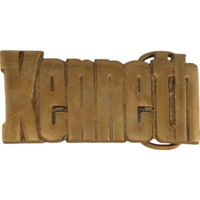 New Brass Kenneth Ken Kenny Name Tag Hippie Western 70s NOS Vintage ...