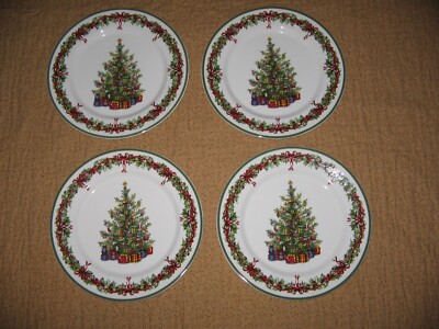 4 Christopher Radko Traditions Holiday Celebrations Dinner Plates ...
