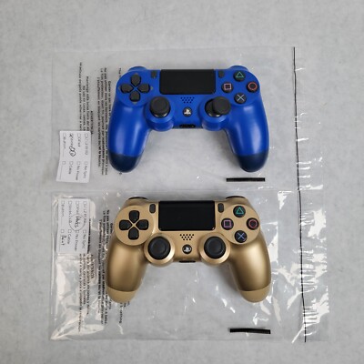 2 PS4 Sony DualShock 4 Wireless Controllers Blue And Gold Untested For ...