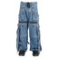 X Strap Denim Pants, Punk Baggy Cargo Jesns With Straps, Wide Leg ...