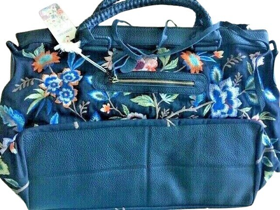 Johnny Was Renata Overnight Black Bag Handbag Embroidered Flowers ...