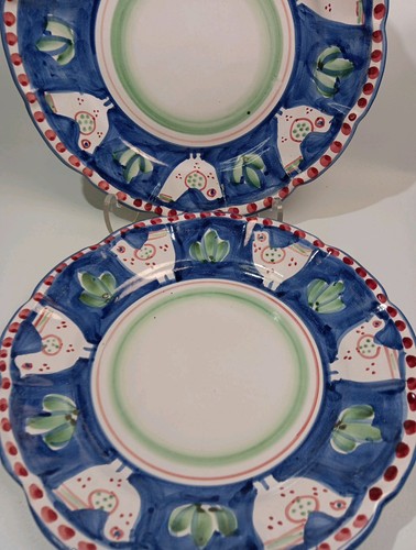 Set 2 VIETRI Campagna Chicken Solimene Blue Red Dot 9 3/4" Dinner Pasta ...