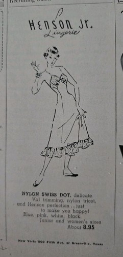 1948 Women's Henson Jr. Nylon Swiss Dot Slip Vintage Fashion Lingerie ...