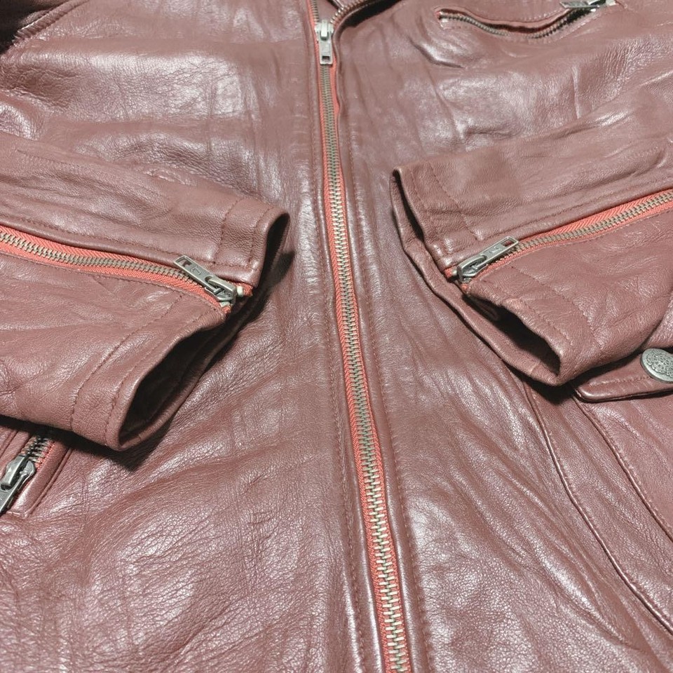 Liugoo Leathers Leather Rider Jacket Bordeaux Red Lamb Sheep Size LL XL ...