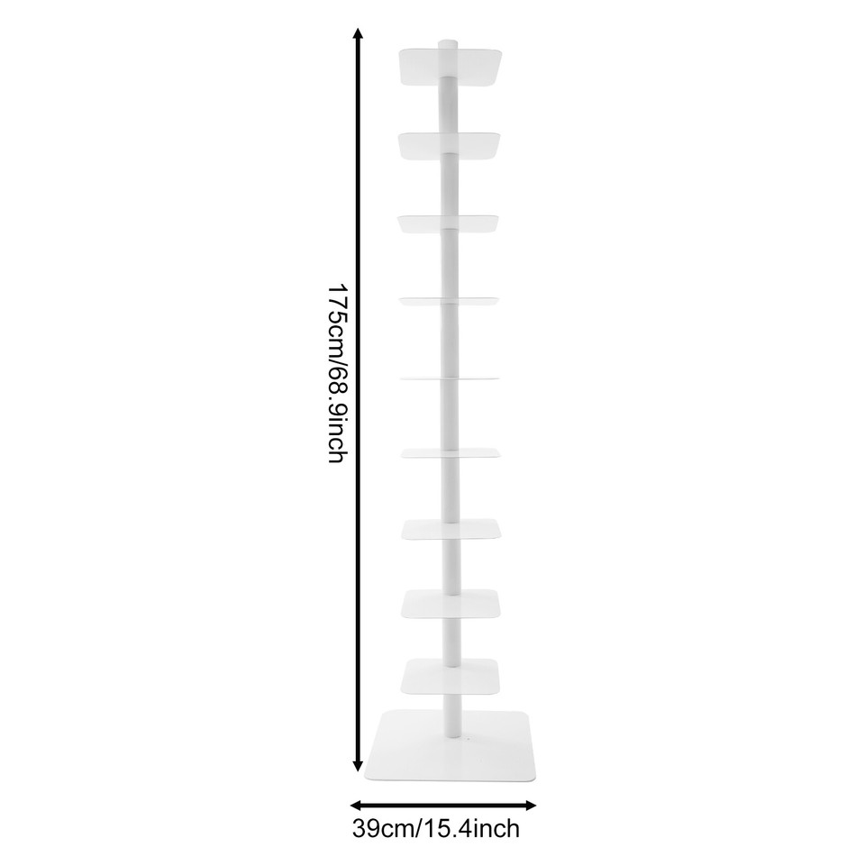Rotating Spine Bookshelf Vertical Spine Book Tower 9-Tier Metal Book ...
