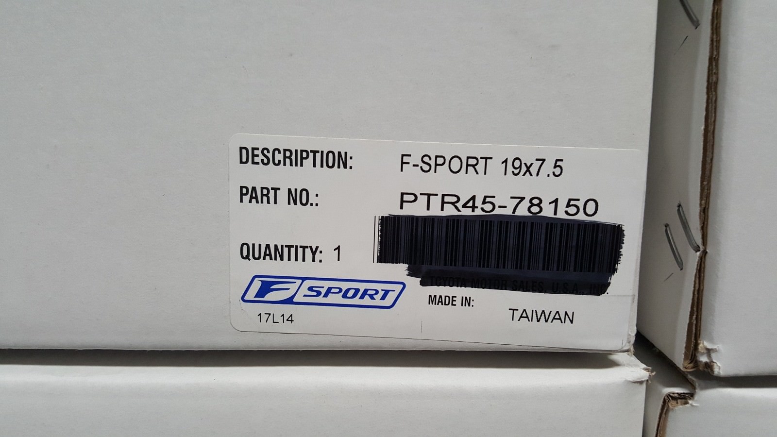 PTR45-78150 Wheel With F-SPORT Center Cap (Must Be A Minimum Order Of 4 ...