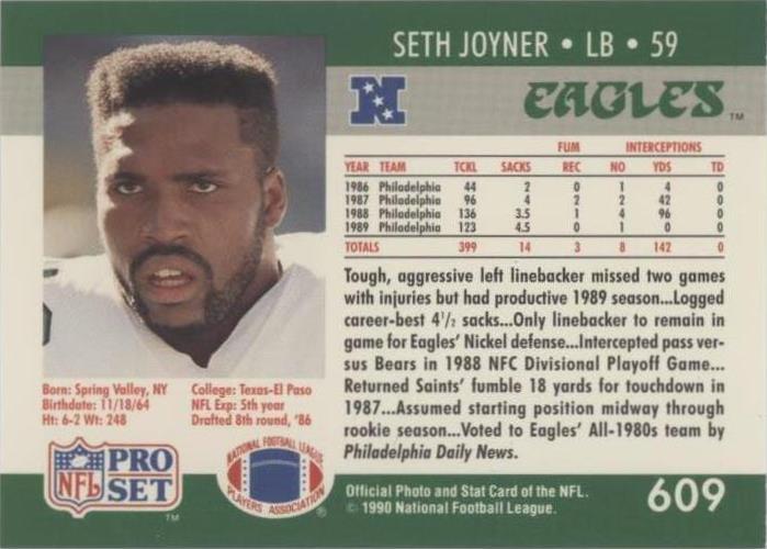 1990 Pro Set Seth Joyner #609 for sale | eBay