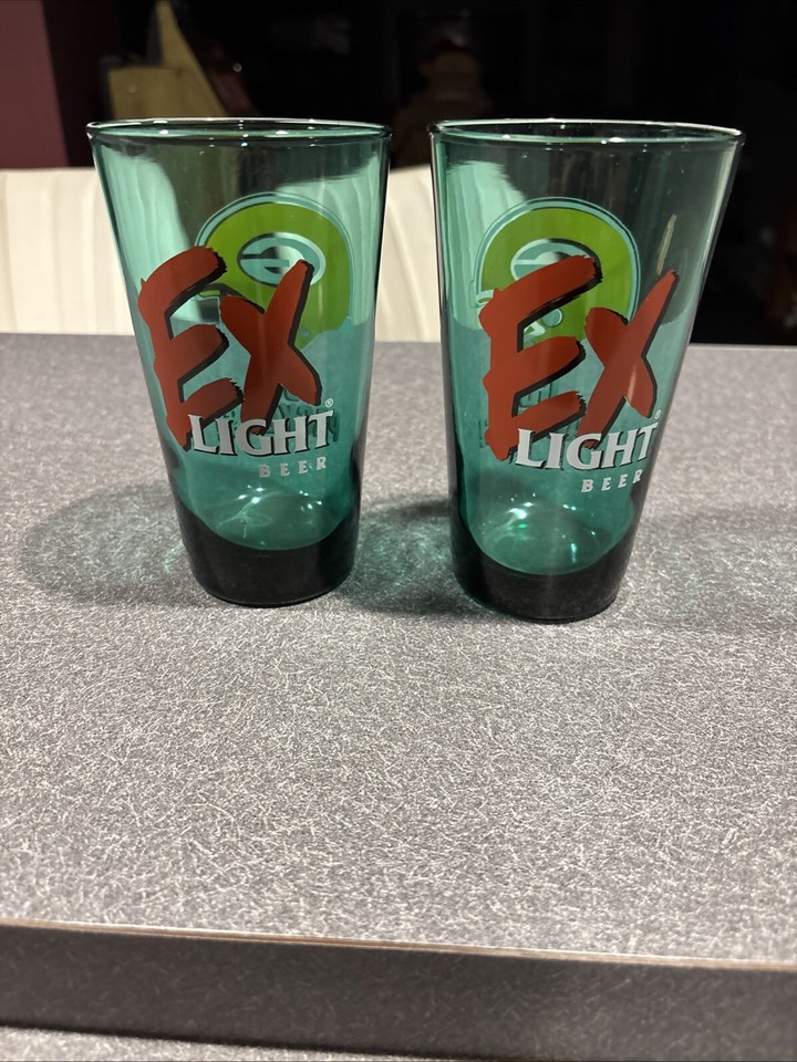 SWEET Green Bay Packers 6 Inch Green Glass Ex Light Beer Pint ...
