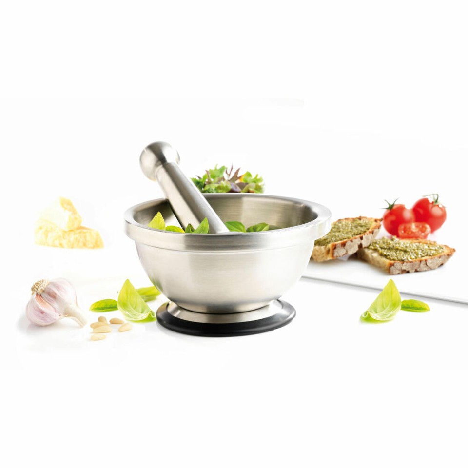 Mastrad Stainless Steel Mortar With Pestle Kitchen Mortar Herb Mortar ...