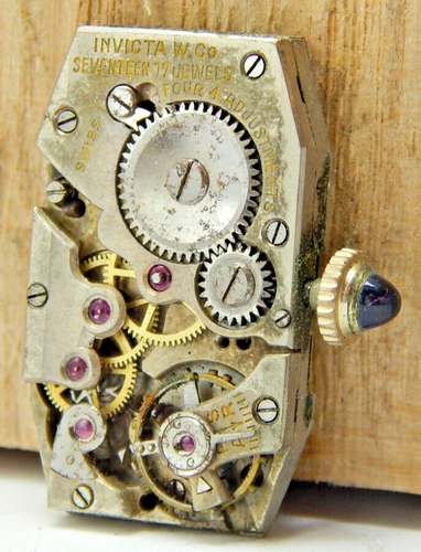 Vintage Invicta 17 jewel 4 Adjustment art deco wrist watch movement ...