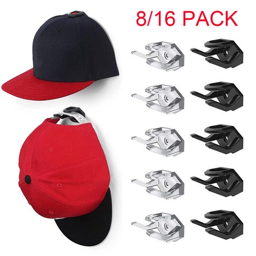 16x Self Adhesive Hat Hook Wall Hook Door Hanger Baseball Cap Holder ...