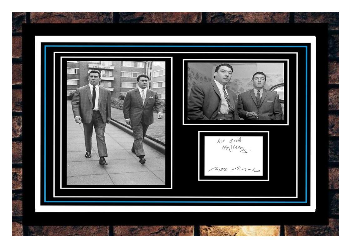 17) the krays twins ronnie & reggie kray signed photograph framed ...