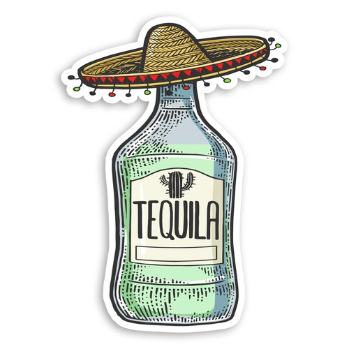 2 x 10cm Tequila Bottle Vinyl Stickers - Drink Joke Funny Laptop ...