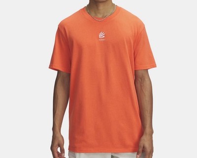 Under Armour Stephen Curry Splash Logo Heavyweight Orange rare Tee Men ...