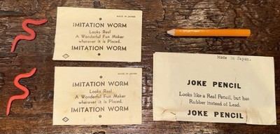 Antique Lot Of 3 Prank Joke Gag Items Pencil & Worms | eBay