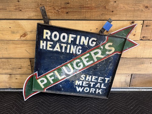 Antique Metal Trade Sign Roofing & Sheet Metal Painted Advertising Sign ...