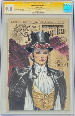 Lady Mechanika #1 LTD 200 Blank Signed & OA Sketch Peter Steigerwald ...