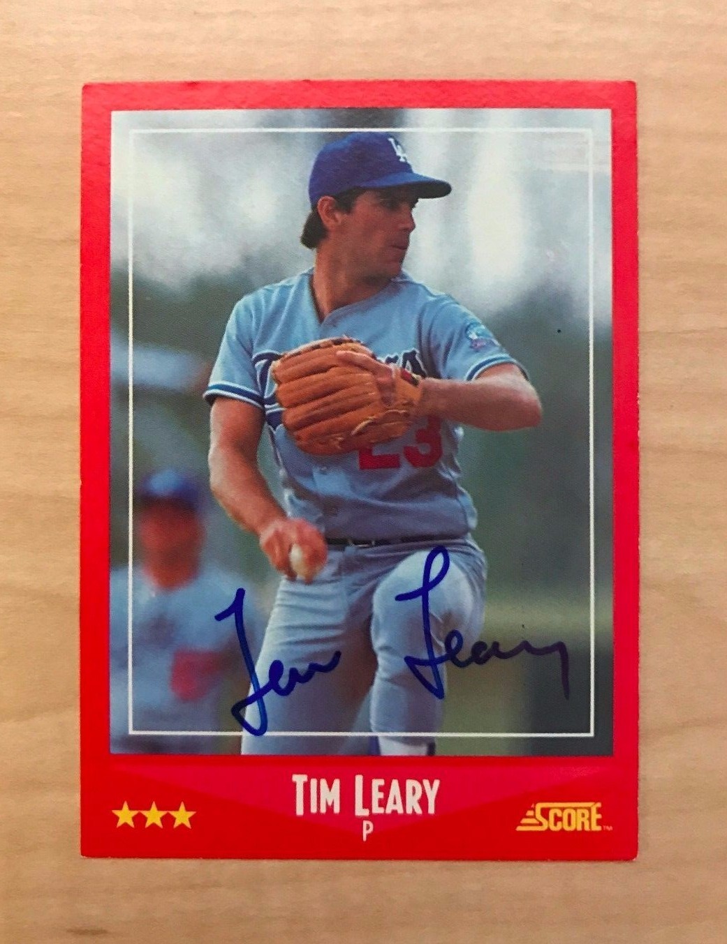 TIM LEARY LOS ANGELES DODGERS SIGNED AUTOGRAPHED 1988 SCORE #224 W/COA ...