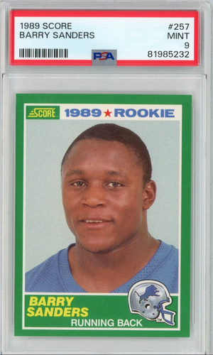 Graded 1989 Score Barry Sanders #257 Rookie RC Football Card PSA 9 Mint ...