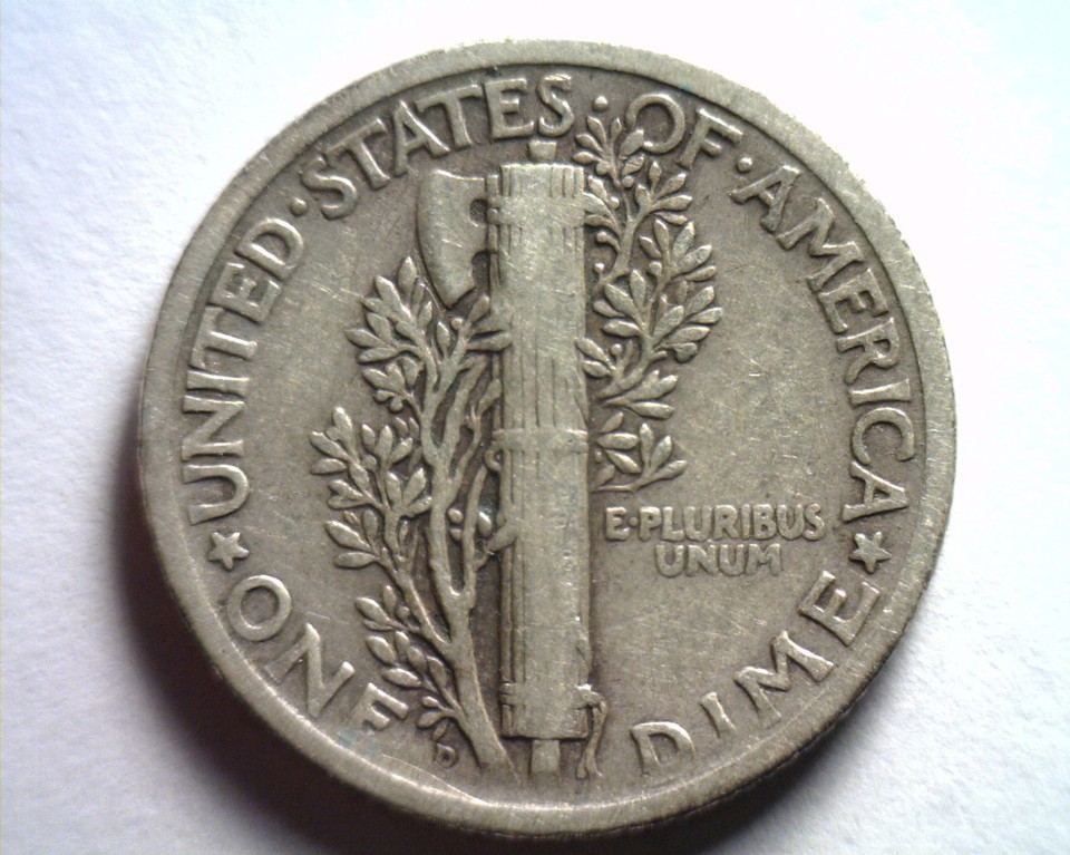 1925-D ROTATED REVERSE MERCURY DIME VERY FINE VF NICE ORIGINAL COIN ...