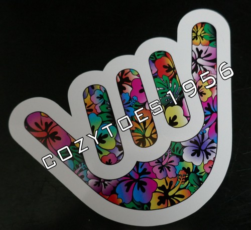 Hang Loose Hand Decal White CAR Funny Van Hibiscus Sticker vw dub jdm ...