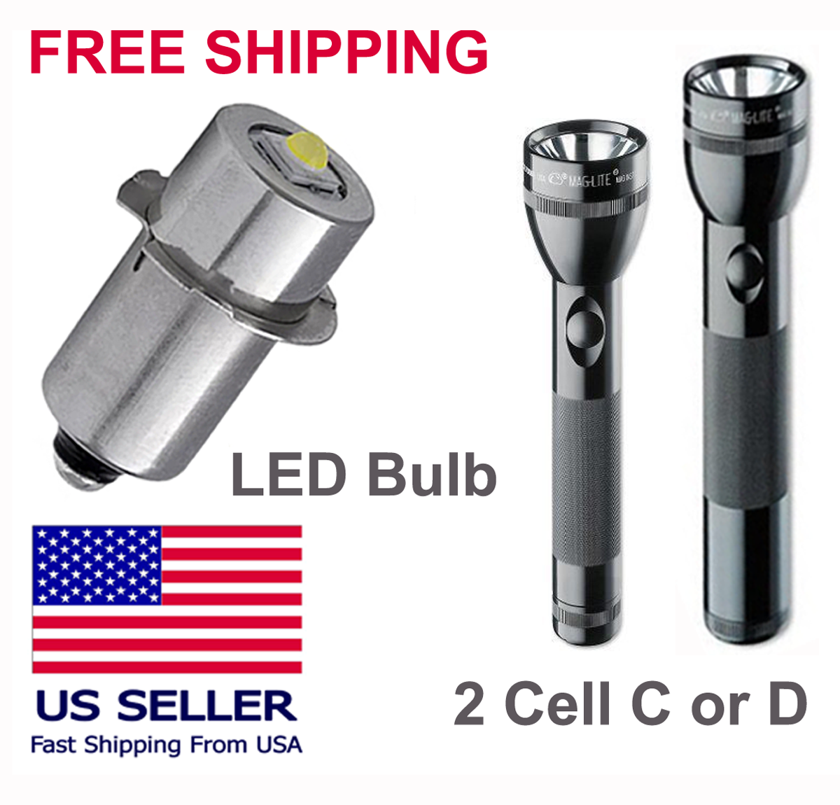 Battery Flashlight Bulb Replacements Ruiandsion White 6000k LED