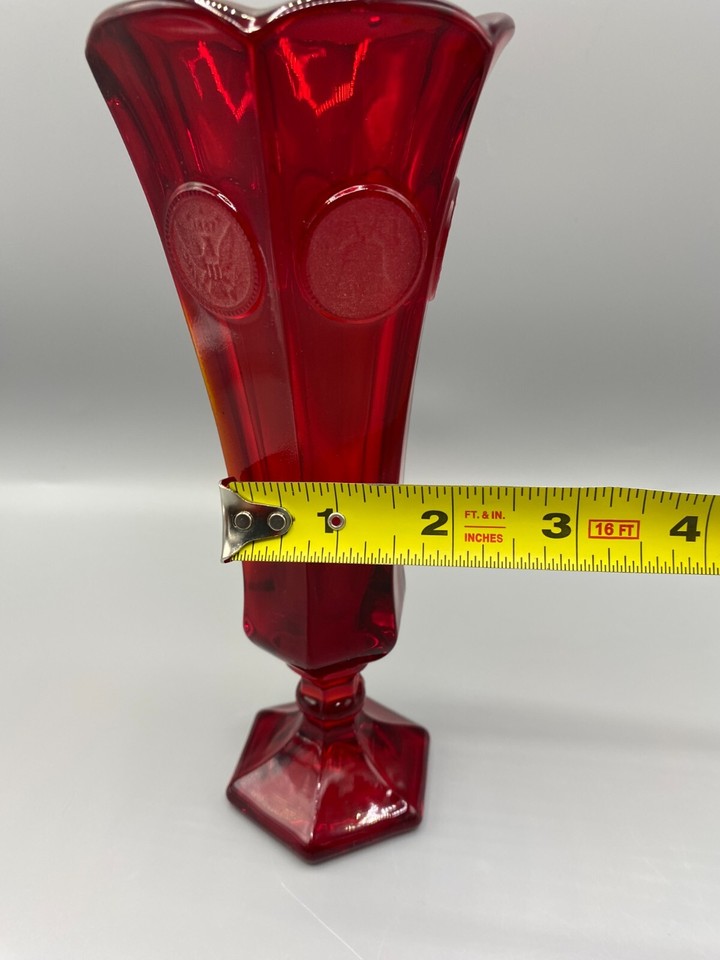 Fostoria Ruby Red Coin Glass Crystal Vase Vintage | eBay
