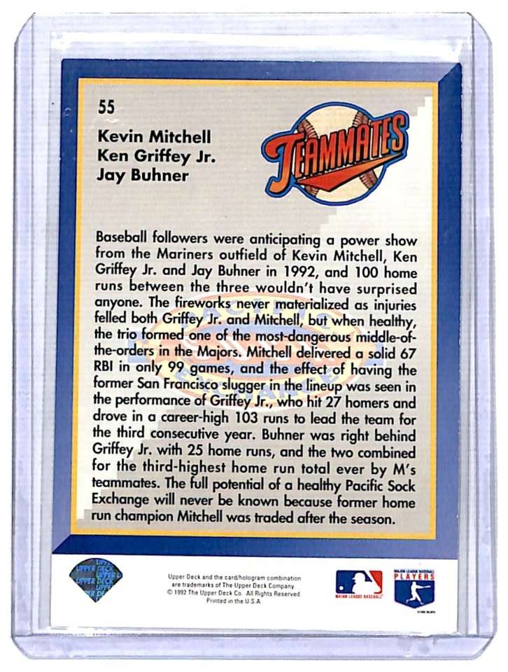 1993 Upper Deck Ken Griffey Jr./Jay Buhner/Kevin Mitchell Seattle ...