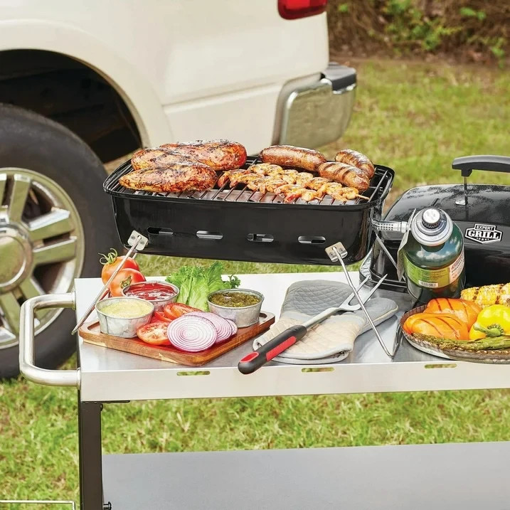 Expert Grill Portable Tabletop Gas Grill, 1 Burner, Black, 17.5in ...