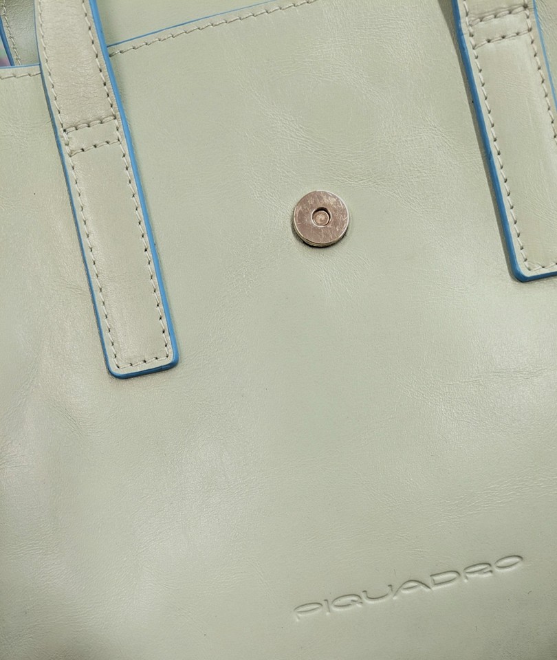 RRP€350 PIQUADRO Leather Tote Bag Logo Detachable Strap Magnetic Snap ...