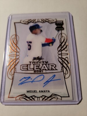 2021 Leaf Trinity Miguel Amaya Clear Auto Rookie Chicago Cubs RC CA-MA2 ...