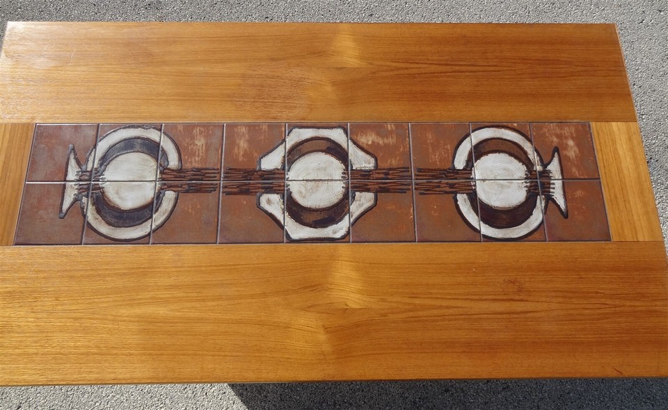 1970s Danish Modern Mid-Century Gangso Mobler Teak & Tile Table Made in ...