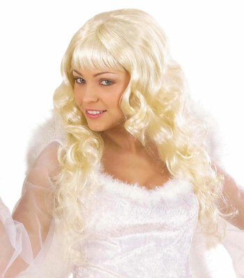 Locken Perücke Engel blonde Engelsperücke Damen Weihnachten Fasching KK ...