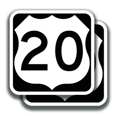 U.S. ROUTE 20 DECAL 2 Stickers Road Sign Bogo Highway Car Truck Bumper ...