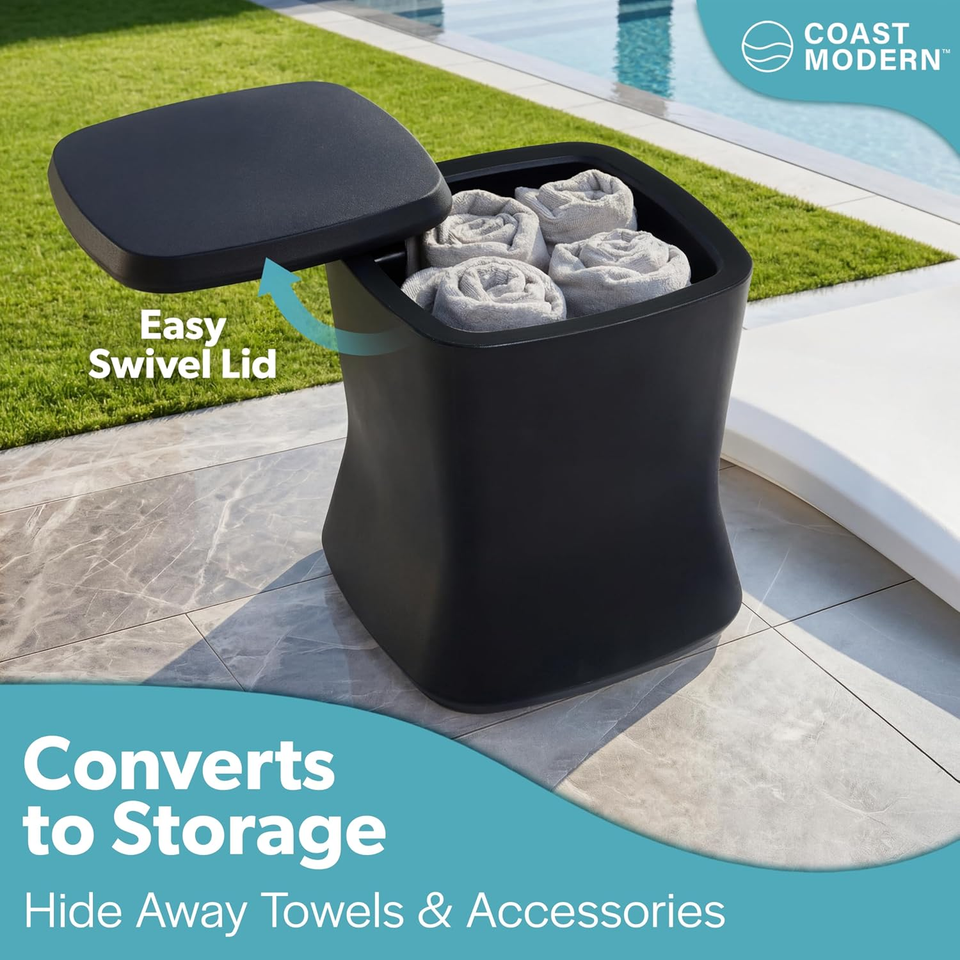 Outdoor Side Table Cooler- 2 in 1 Patio Decor Storage Table & Ice Chest ...