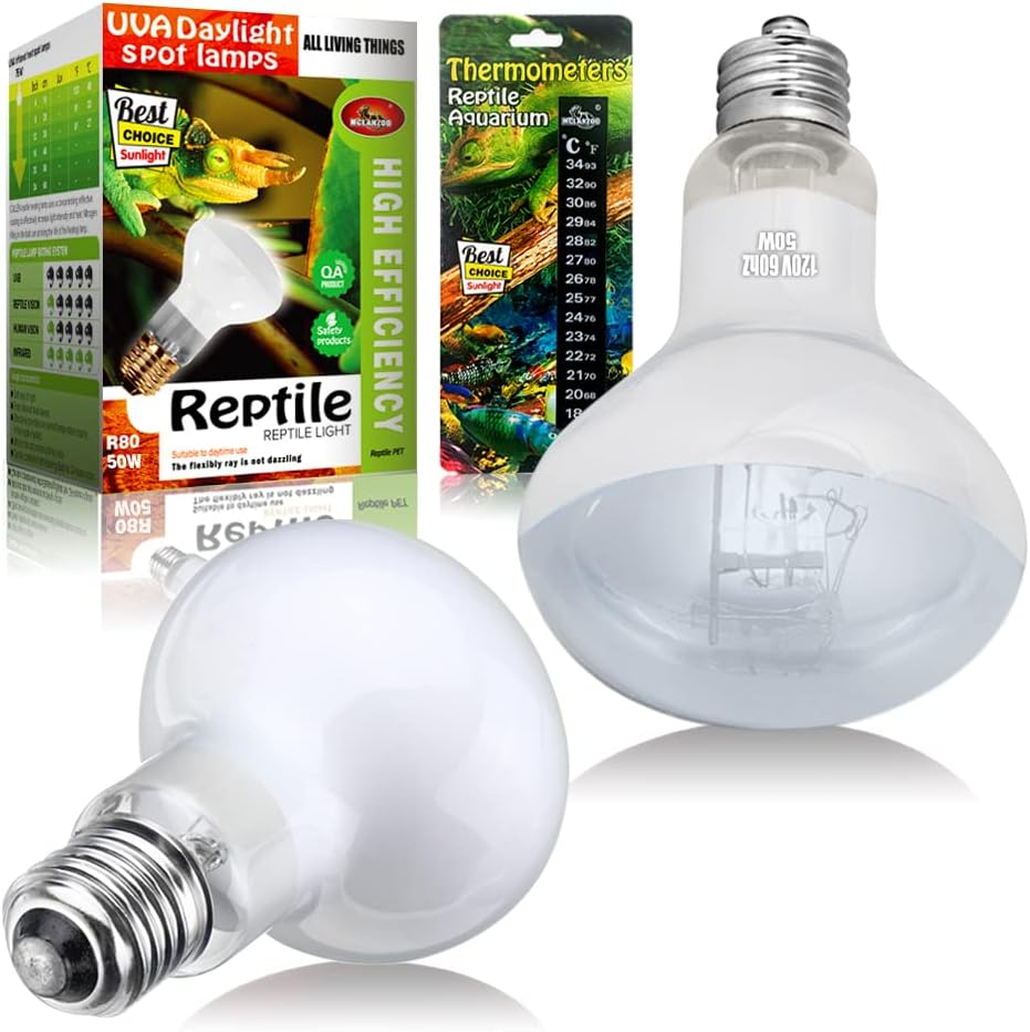 Reptile Heat Lamp Bulbs 100W 2 Pack Basking Light Heat Bulb for ...