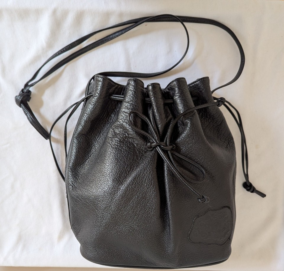 CARLOS FALCHI Logo Thick Black Leather Crossbody Bag *EXCELLENT* | eBay
