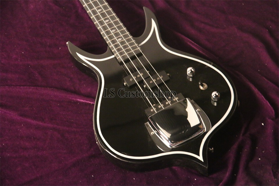 4 String Gene Simmons Bass Guitar Black Solid Body Chrome Hardware Fast ...