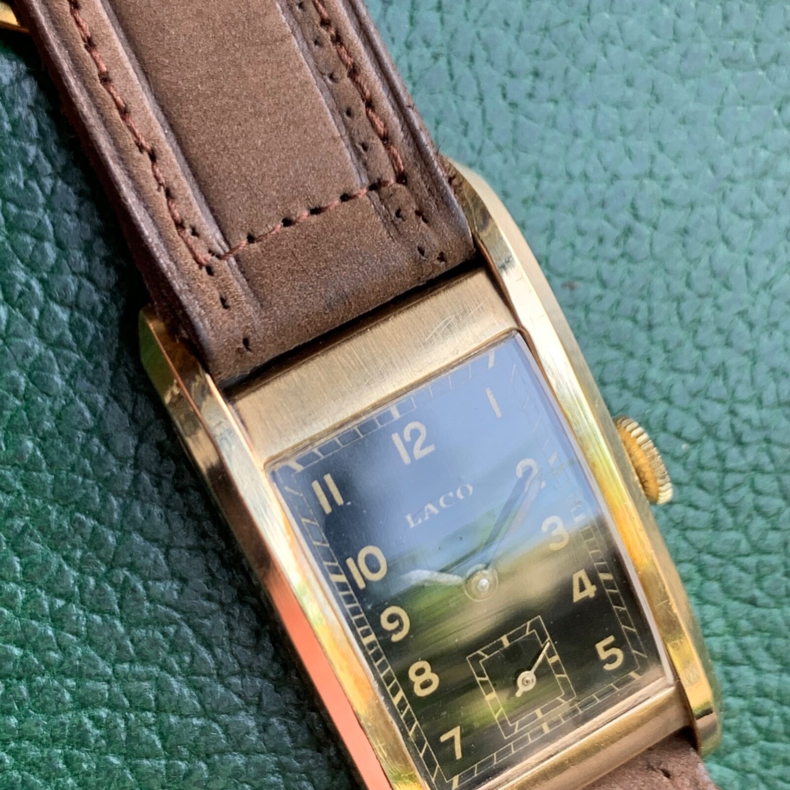 Mint 40's Laco Black Gilt Dial Cal. 580 Art Deco Wristwatch – Original ...