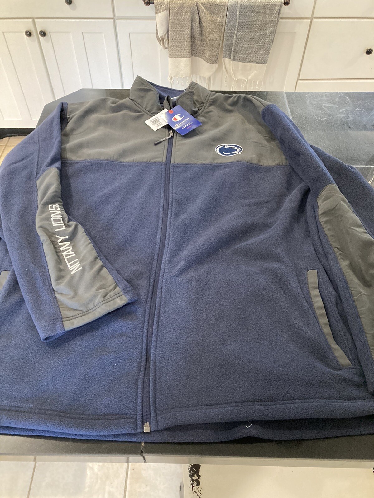 MENS Champion Full Zip Fleece Jacket Penn State PSU Nittany Lions LRG L ...