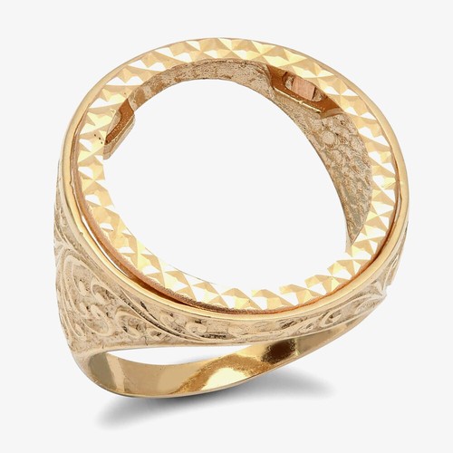 9ct Yellow Gold Engraved Victorian Sovereign Ring Mount SR009/F | eBay