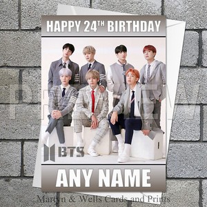 BTS / Bangtan Boys birthday card. 5x7 inches. Personalised, plus ...