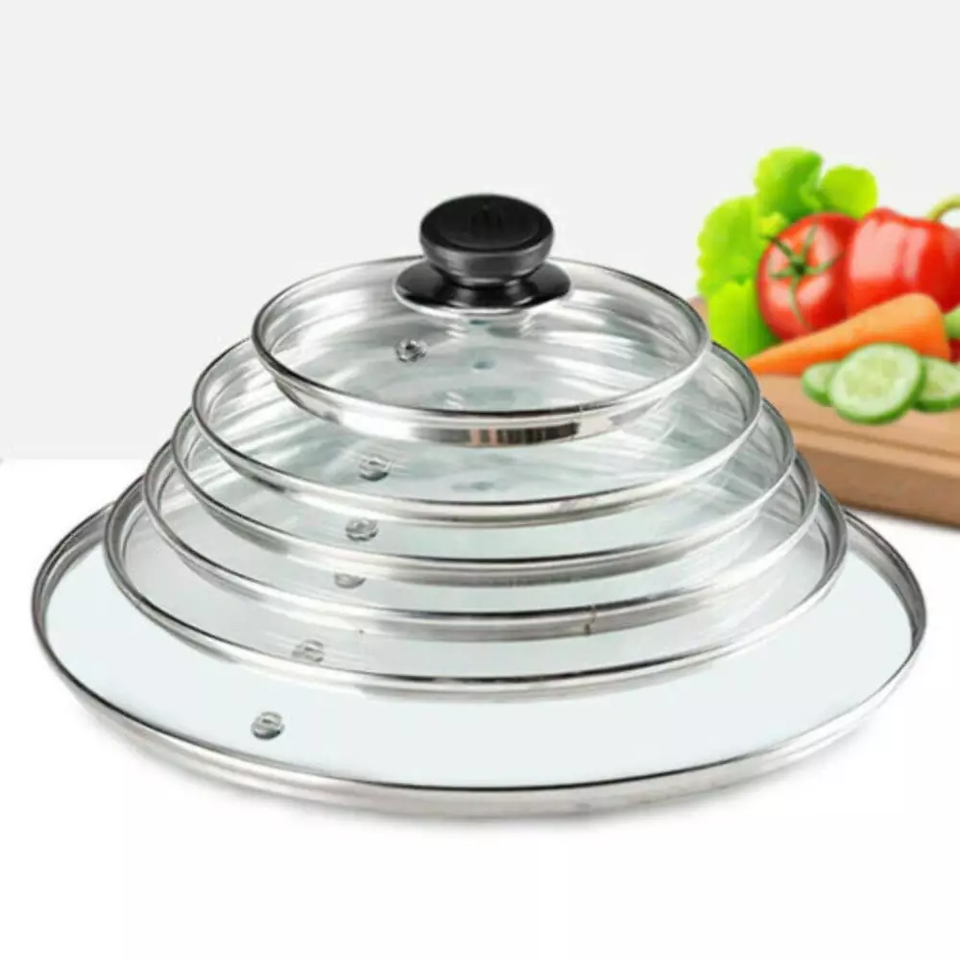 Glass Lids Saucepan Wok Casserole Frying Pan Lid 16 18 20 22 24 26 28 ...