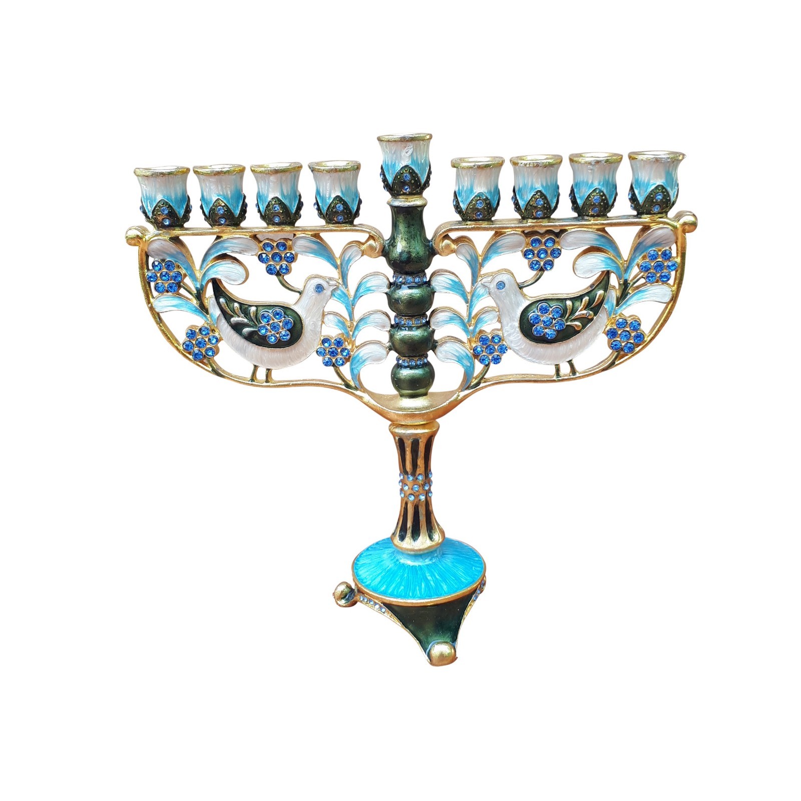 Hanukkah Chanukkah Menorah Decorated With Enamel And Stones | eBay