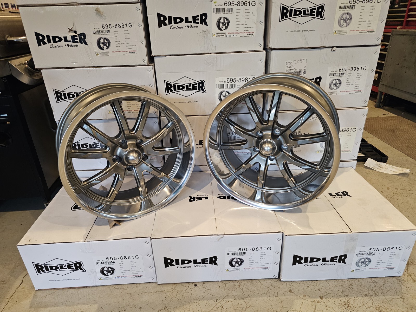 Ridler 650 Staggered Fit 20x8.5, 20x10 Grey W/Polished Lip Set Of 4 ...