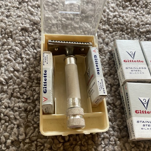 VINTAGE HOFFRITZ NY GERMANY SLANT BAR SAFETY RAZOR IN plastic CASE W ...