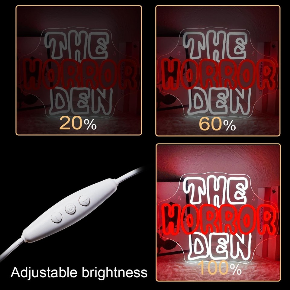 NOSUN The Horror Den Neon Sign Light for Happy Halloween Wall Decor for ...