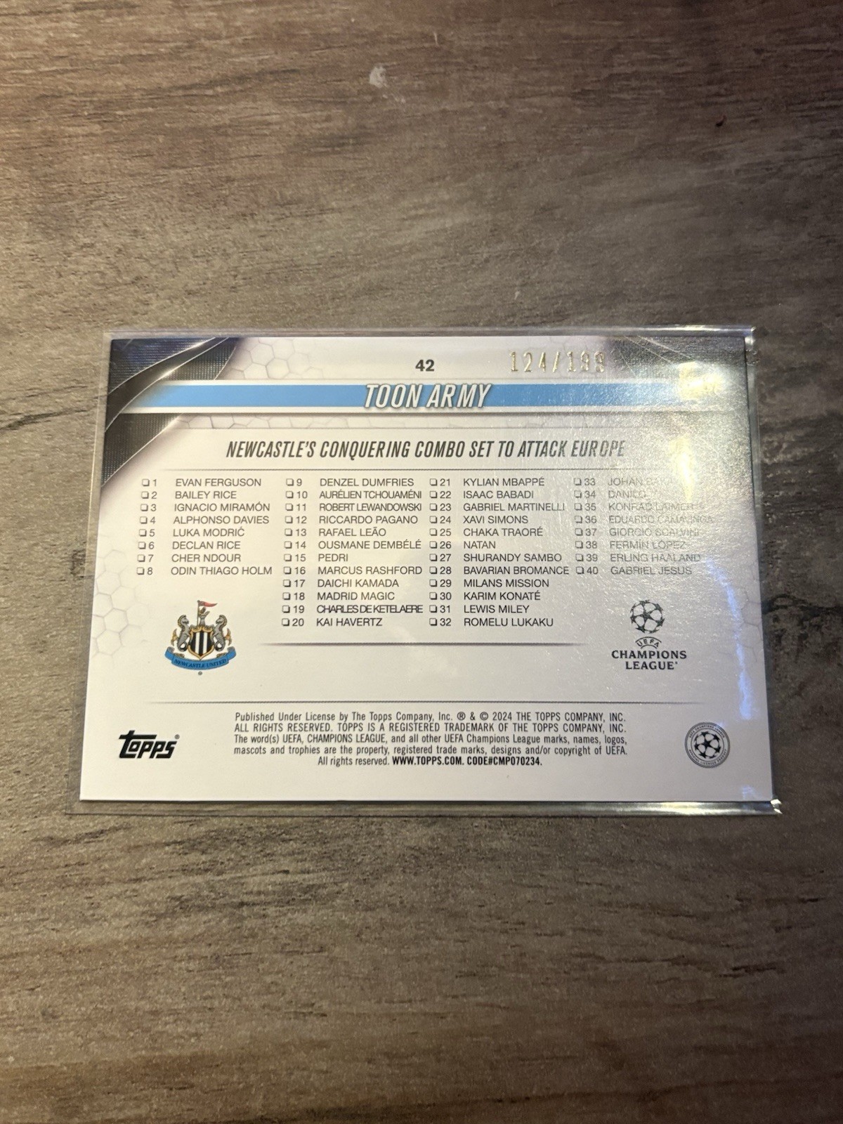 2023-24 Topps UEFA Club Competitions - Checklist Alexander Isak, Joe ...