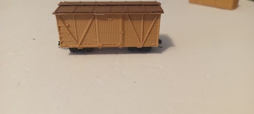 HOn30 3D printed 18' wood style box car outside braced With wheels and ...