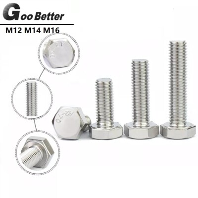 M12 M14 M16 FINE PITCH 1.0/1.25/1.5 HEX BOLTS HEXAGON HEAD SCREWS A2 ...
